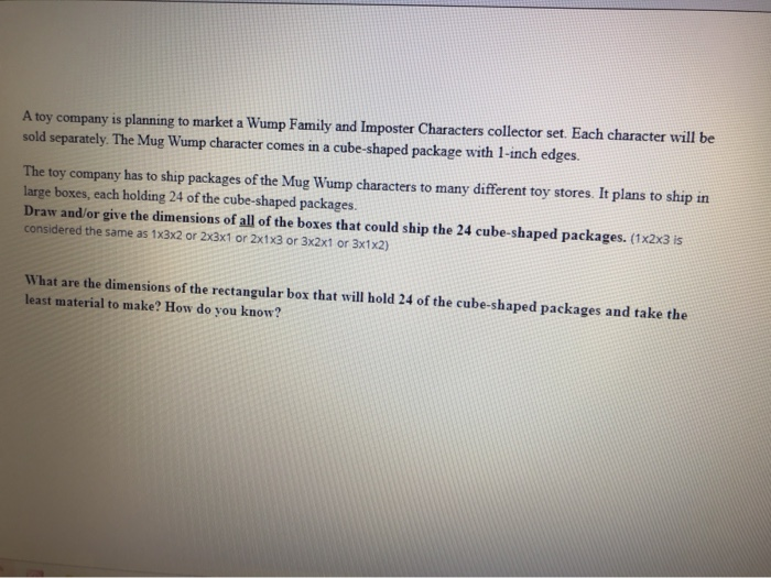 Solved A toy company is planning to market a Wump Family and | Chegg.com