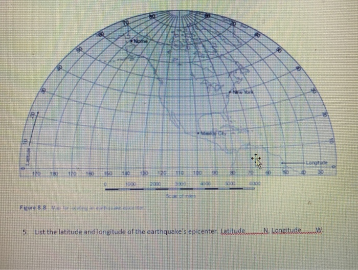 Solved #5 "List the latitude and longitude of the | Chegg.com