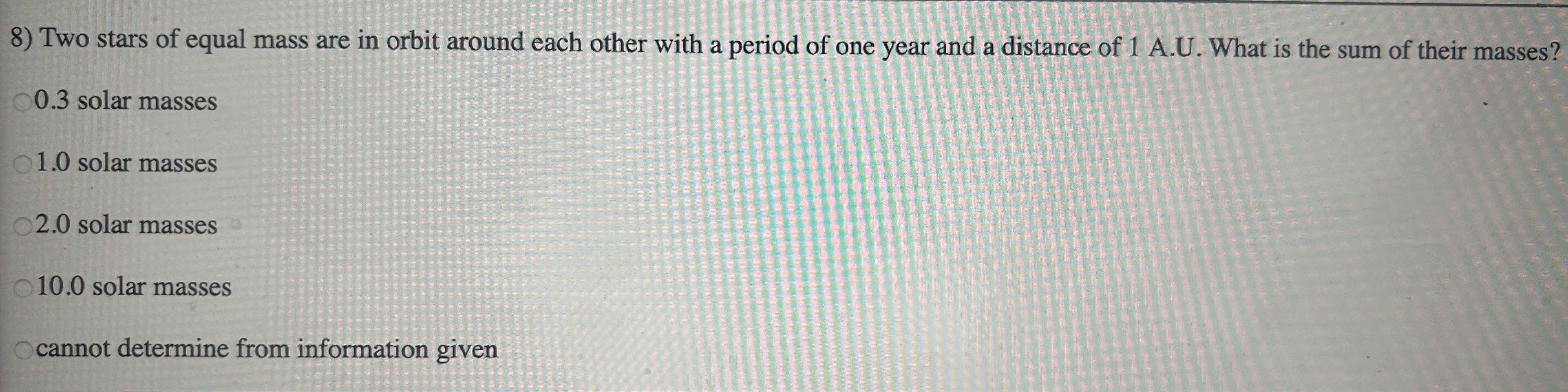 Solved 8) ﻿Two stars of equal mass are in orbit around each | Chegg.com