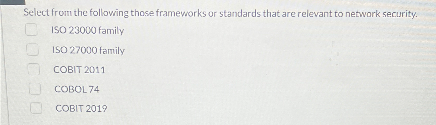 Solved Select from the following those frameworks or | Chegg.com
