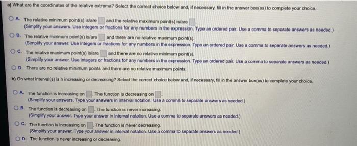 Solved For the following function, a) give the coordinates | Chegg.com