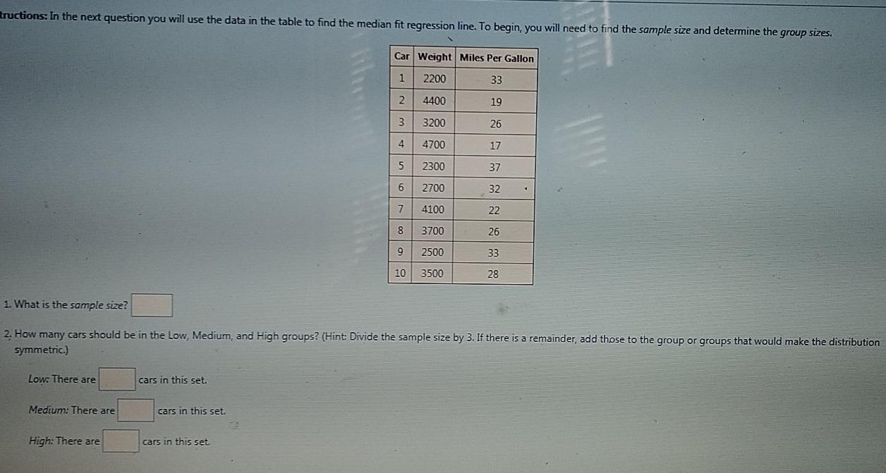 Solved tructions: In the next question you will use the data | Chegg.com