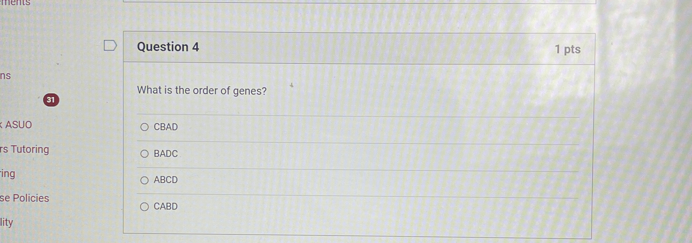 Solved Question 41 ﻿ptsWhat is the order of | Chegg.com