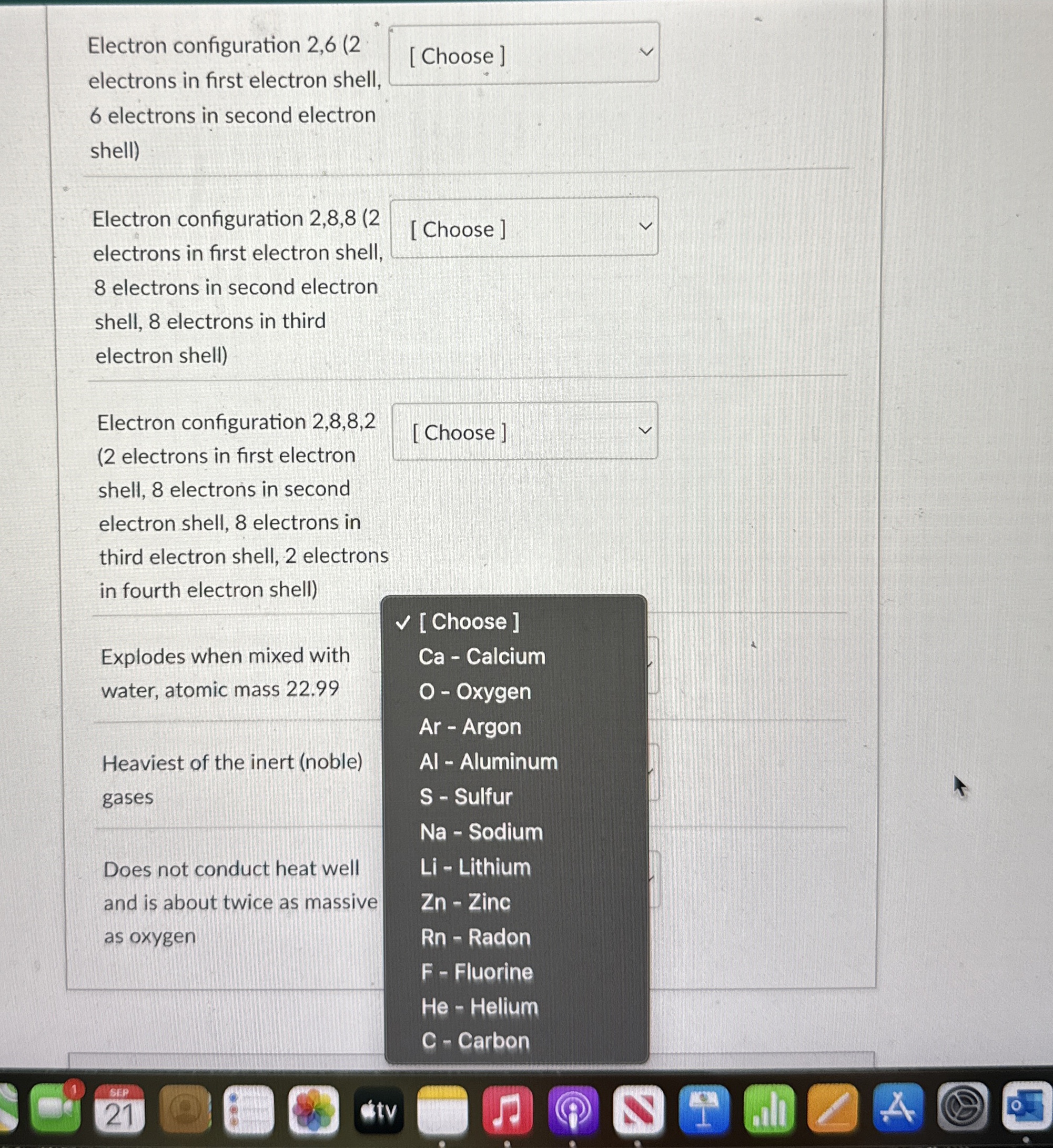 Solved Electron Configuration 2 6 2electrons In First