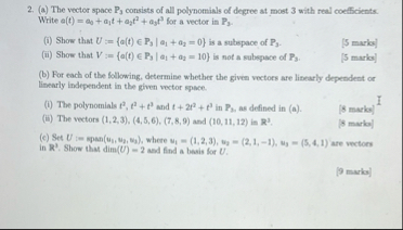 Solved (a) ﻿The vector space P3 ﻿consists of all polynomials | Chegg.com