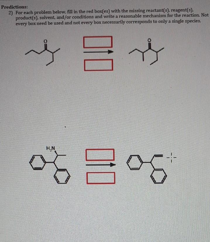 Solved Predictions: 2) For each problem below, fill in the | Chegg.com