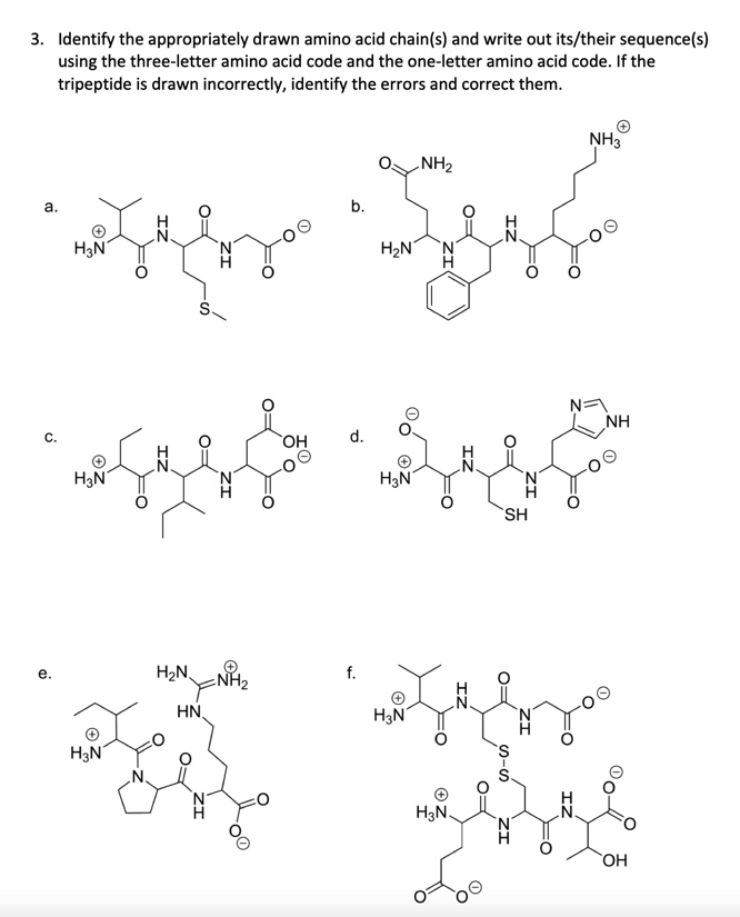 Solved Identify the appropriately drawn amino acid chain(s) | Chegg.com