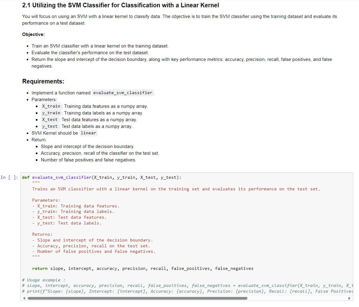Solved In [ ]: def evaluate_svm_classifier(X_train, y_train, | Chegg.com
