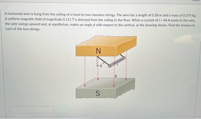 Solved A horizontal wire is hung from the ceiling of a room | Chegg.com