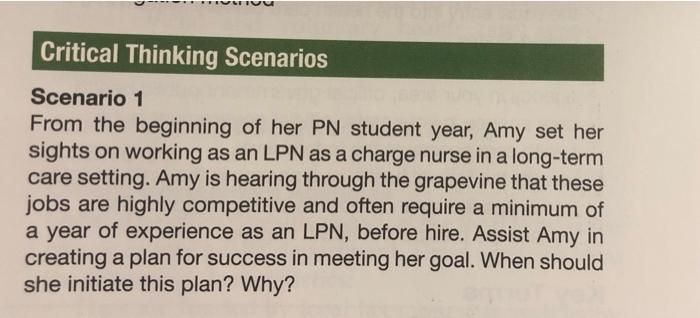 Solved Critical Thinking Scenarios Scenario 1 From the | Chegg.com