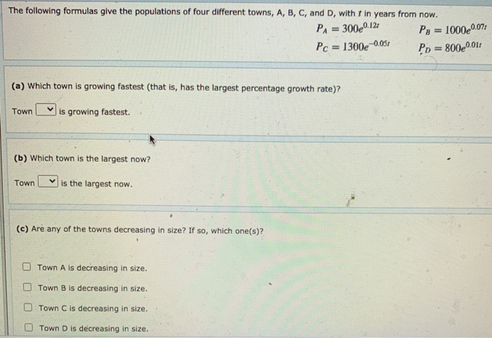 Solved The following formulas give the populations of four | Chegg.com