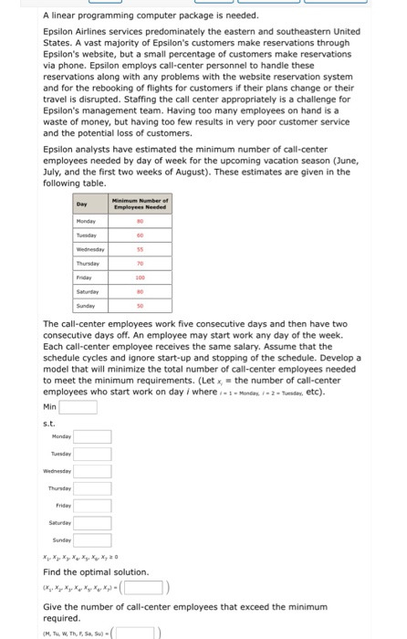 Solved A linear programming computer package is needed. | Chegg.com
