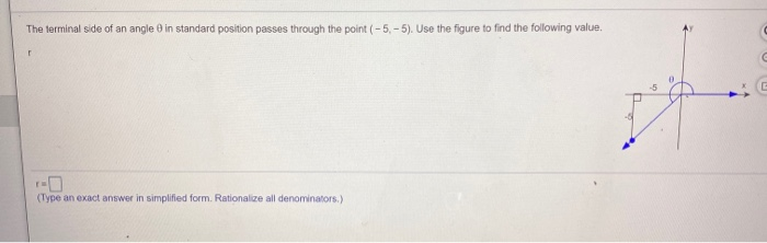 Solved The terminal side of an angle in standard position | Chegg.com