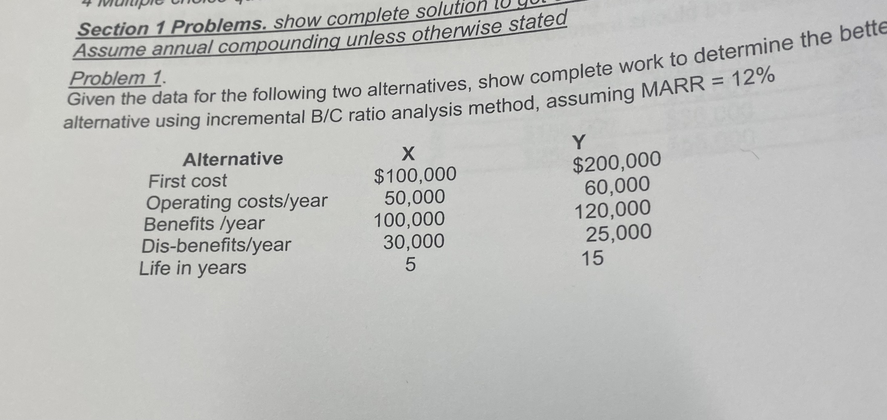 Solved Given the data below for the two alternatives, shiw | Chegg.com
