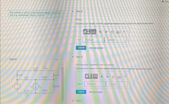 Solved Part A The cuirents in and is in the crcit in | Chegg.com