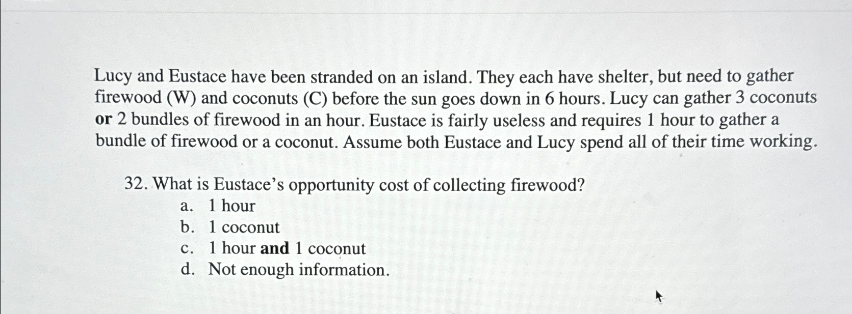 Solved Lucy and Eustace have been stranded on an island. | Chegg.com