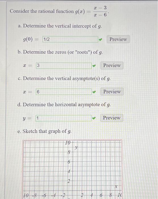 Solved onsider the rational function g(x)=x−6x−3. a. | Chegg.com