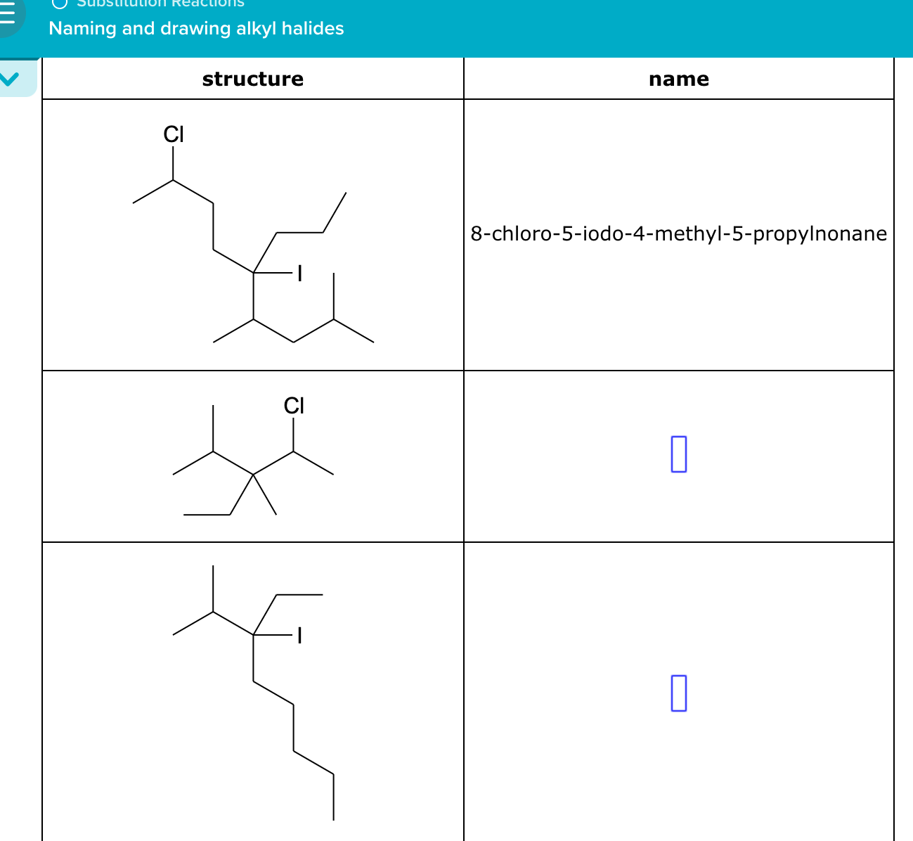 Solved Naming and drawing alkyl halidesProblem | Chegg.com