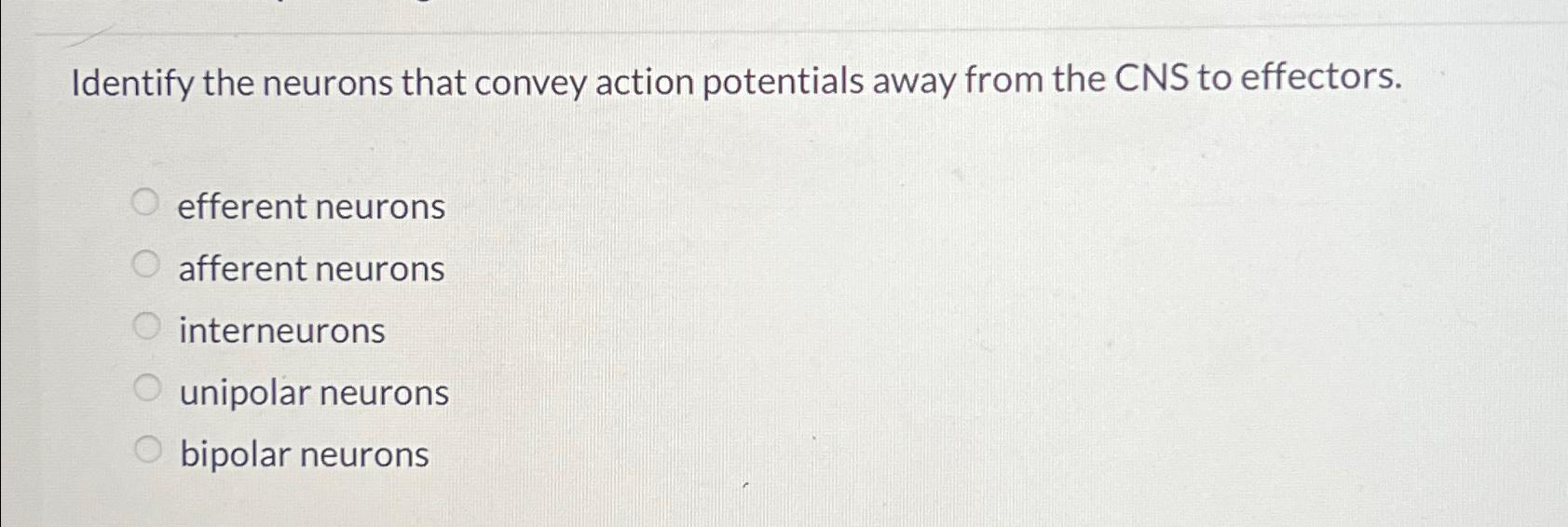 Solved Identify the neurons that convey action potentials | Chegg.com