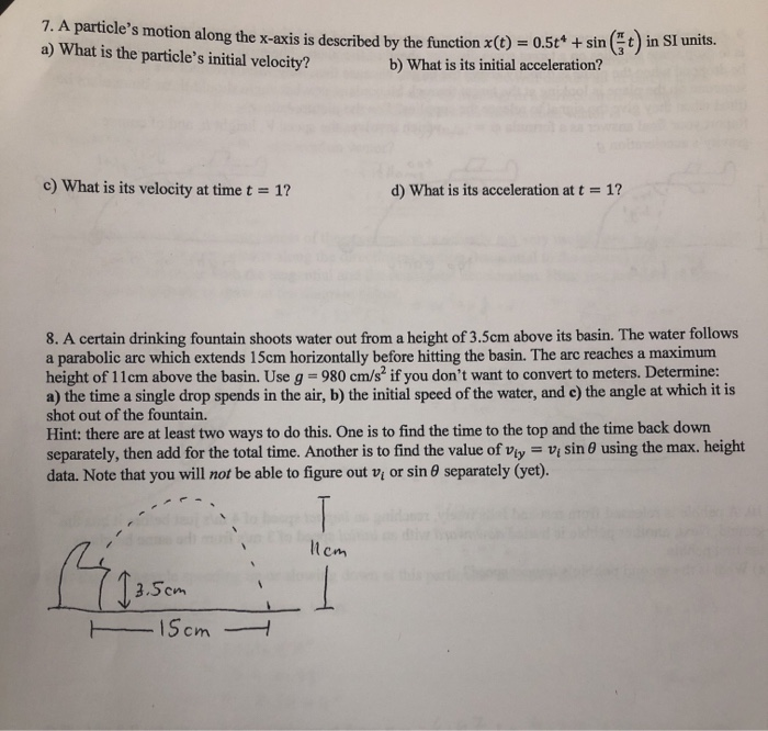 Solved 7. A particle's motion along the x-axis is described | Chegg.com