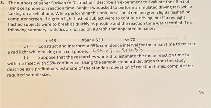 Solved The authors of paper "Driven to Distraction" describe | Chegg.com
