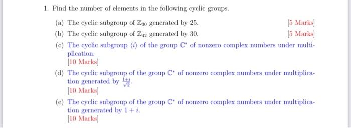 Solved 1. Find the number of elements in the following | Chegg.com