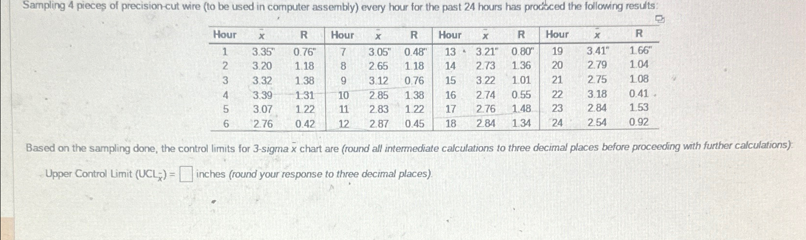 Solved Sampling 4 ﻿piecess of precision-cut wire (to be used | Chegg.com