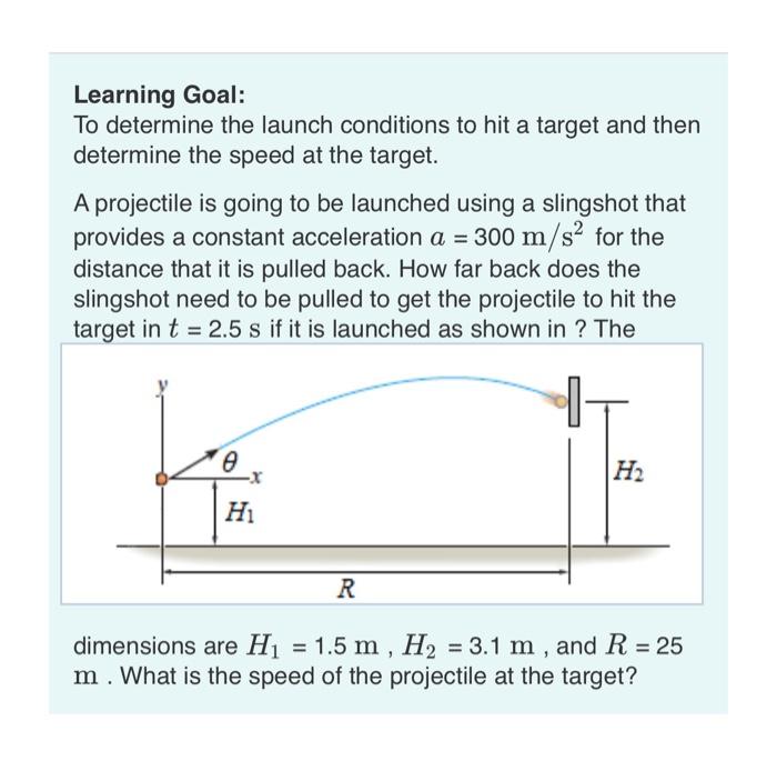 Solved Learning Goal: To determine the launch conditions to | Chegg.com