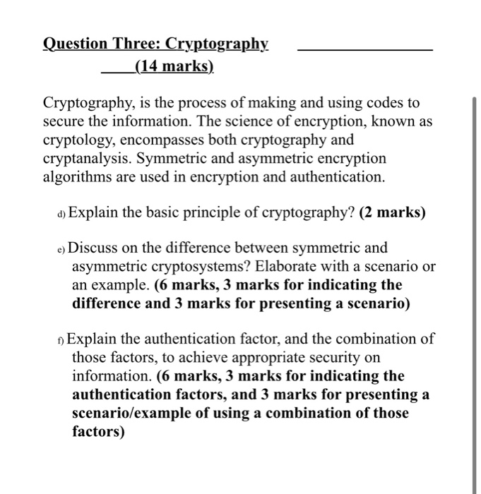 Solved Question Three: Cryptography __(14 marks) | Chegg.com