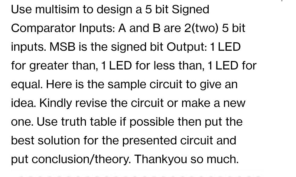 Solved Use Multisim To Design A 5 Bit Signed Comparator