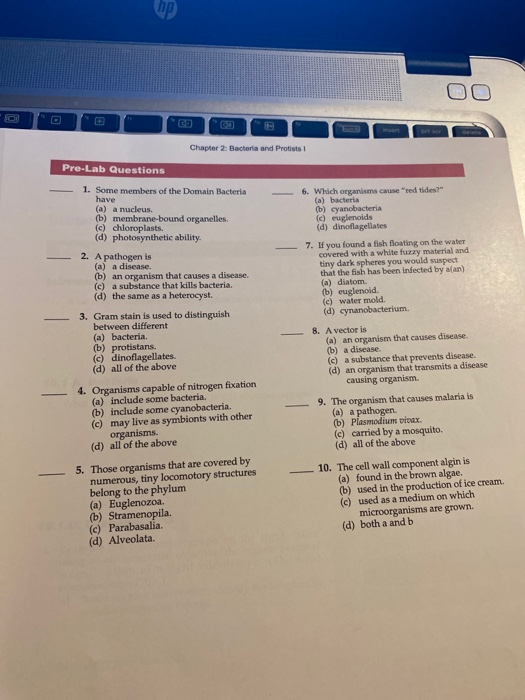 Solved Chapter 2: Bacteria and Protists Pre-Lab Questions 1. | Chegg.com