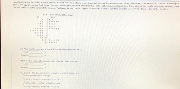 Solved In archaeology, the depth (below surface grade) at | Chegg.com