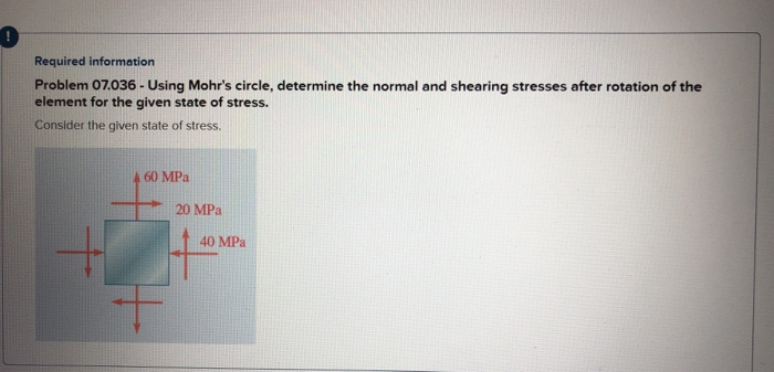 Solved Required information Problem 07.036 - Using Mohr's | Chegg.com