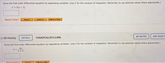 Solved Solve the first-order differential equation by | Chegg.com