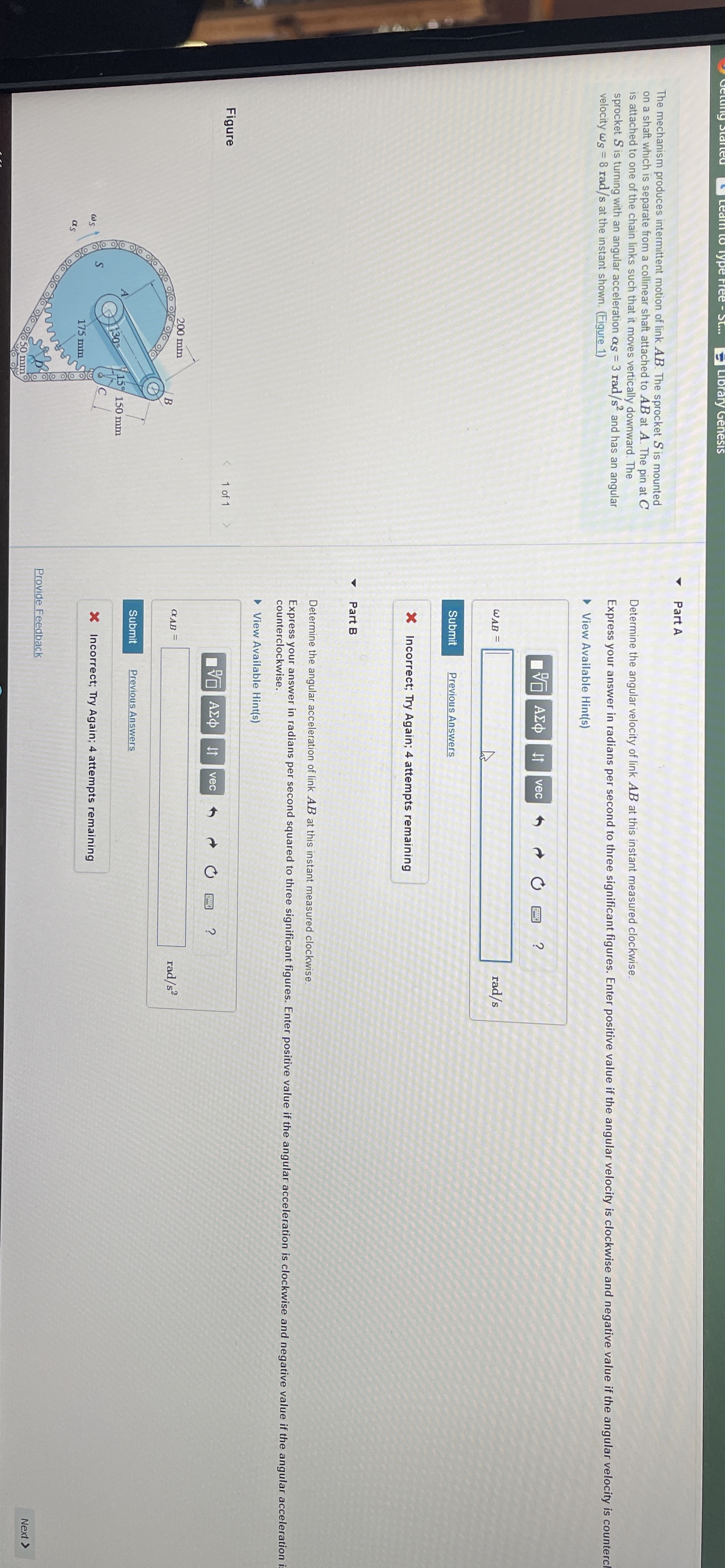 Solved The mechanism produces intermittent motion of link | Chegg.com