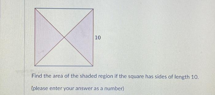 Solved Find the area of the shaded region if the square has | Chegg.com