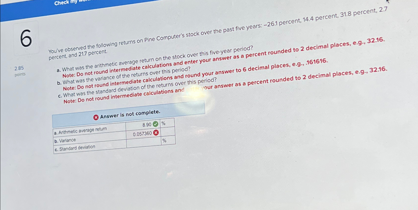 Solved You've observed the following returns on Pine | Chegg.com