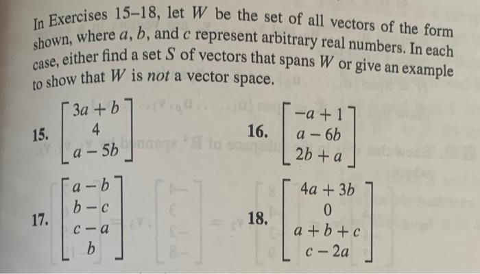Solved In Exercises 15-18, let W be the set of all vectors | Chegg.com
