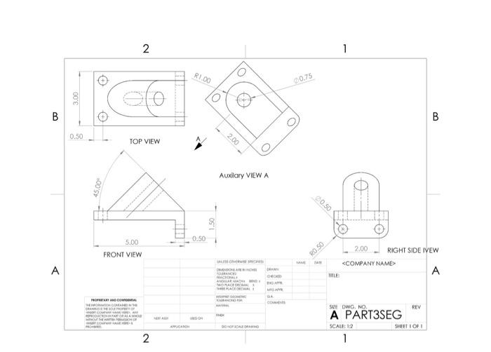 Solved Draw the front, top and sectional view. This is first | Chegg.com
