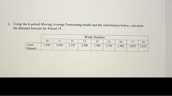 Solved 2 Using The 6 Period Moving Average Forecasting