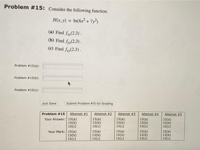 Solved Problem #15: Consider the following function. H(x, y) | Chegg.com
