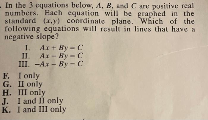 Solved In the 3 equations below, A,B, and C are positive | Chegg.com