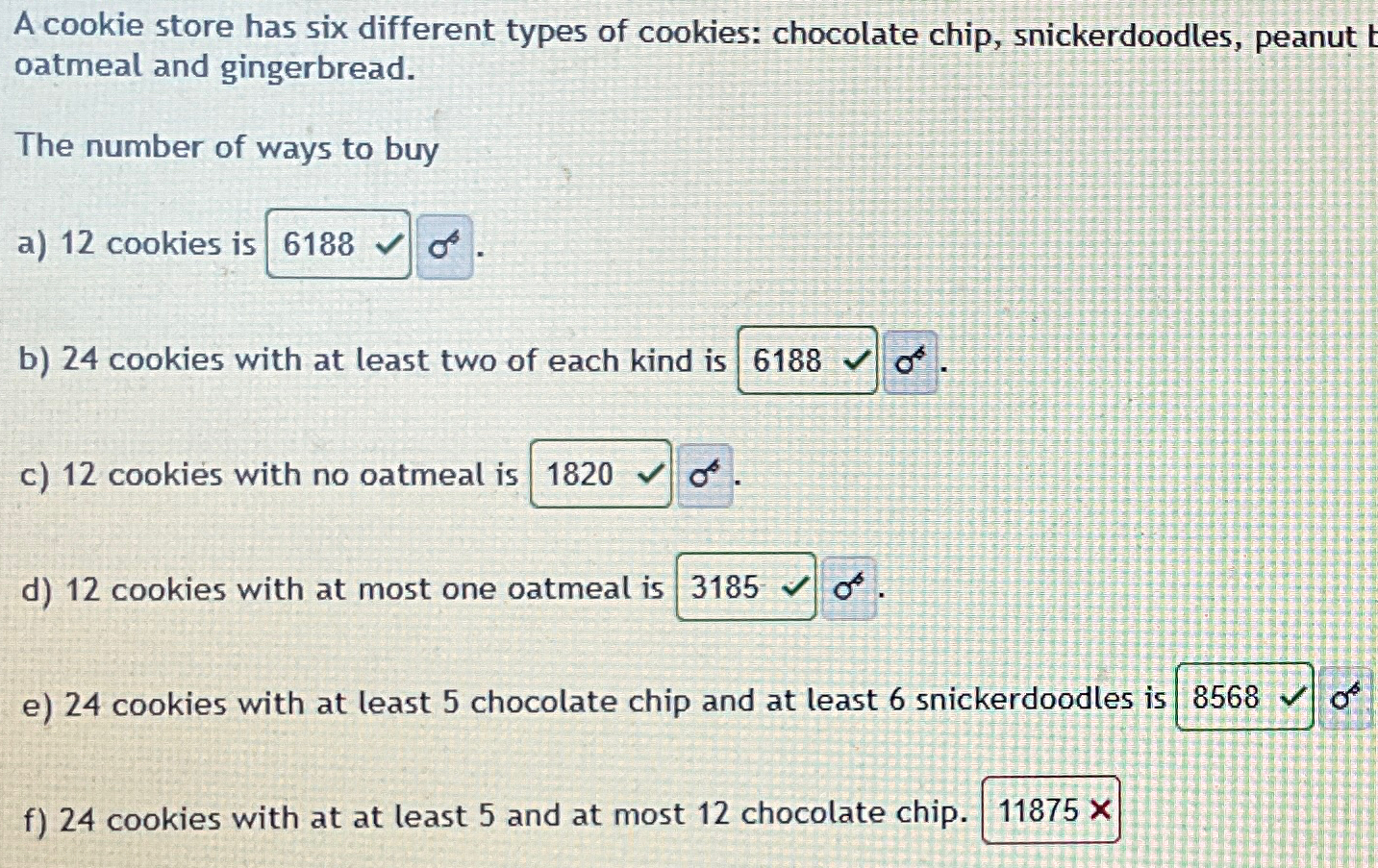 Solved A cookie store has six different types of cookies: | Chegg.com