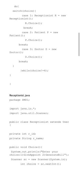 UML CLASS DIAGRAM AND JAVA - Hospital Management | Chegg.com