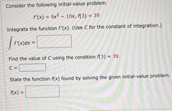 Solved Consider the following initial-value problem. f'(x) = | Chegg.com