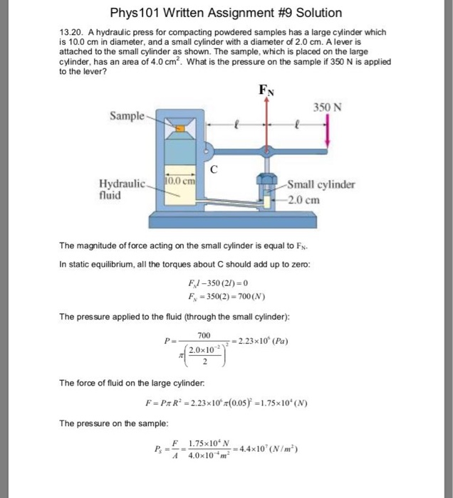 Solved Phys 101 Written Assignment #9 Solution 13.20. A | Chegg.com