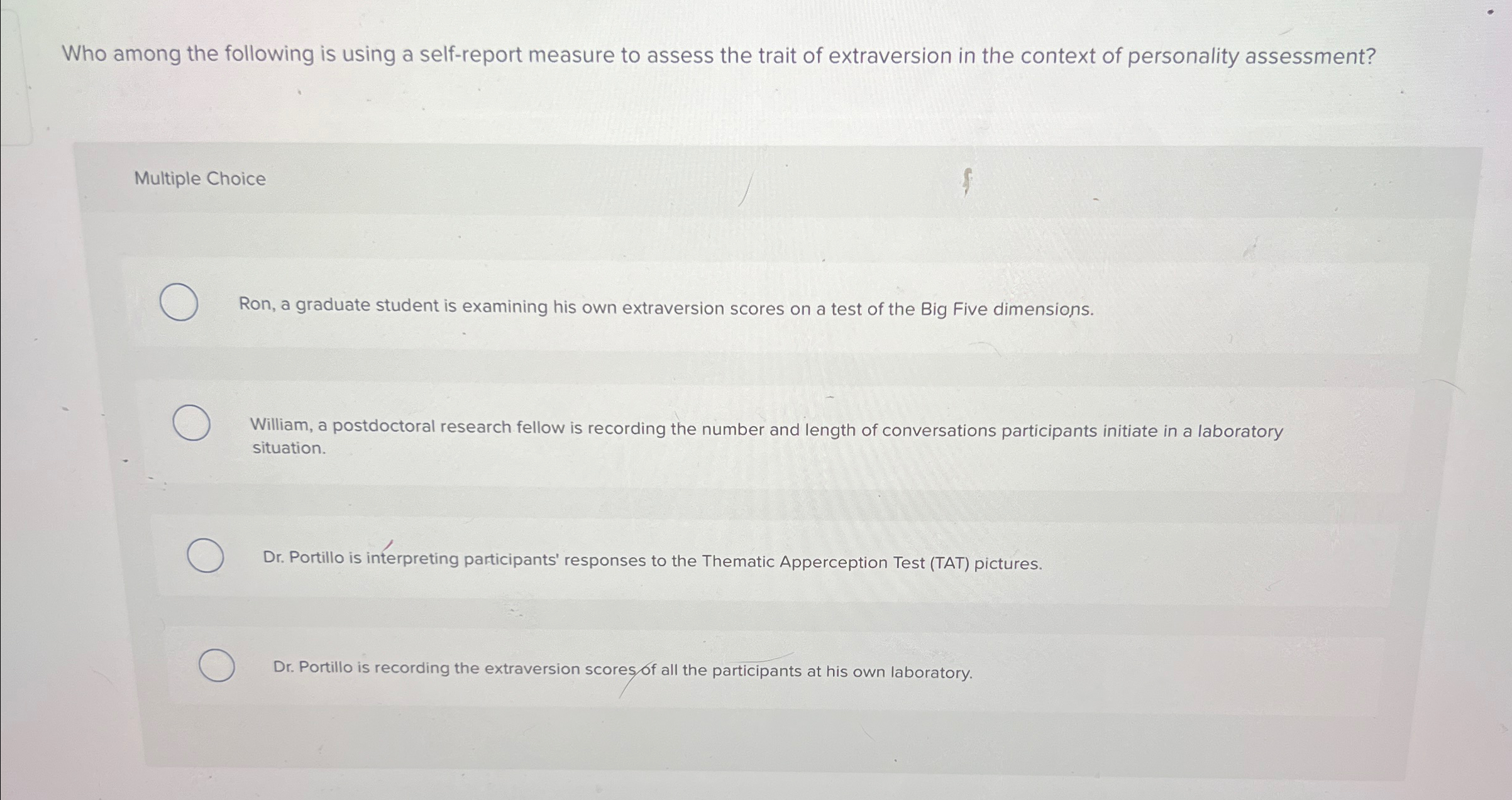 Solved Who among the following is using a self-report | Chegg.com
