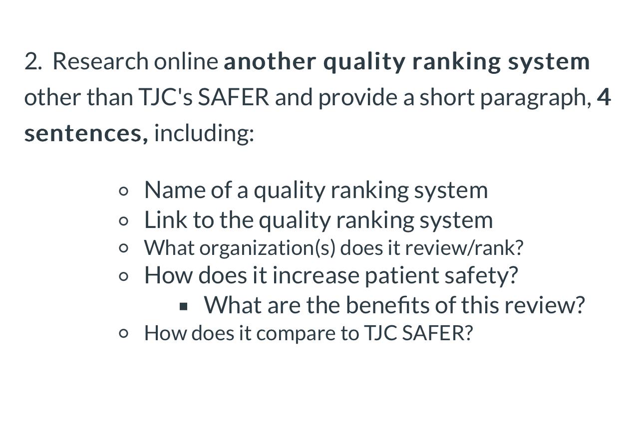 Solved Research online another quality ranking system other | Chegg.com