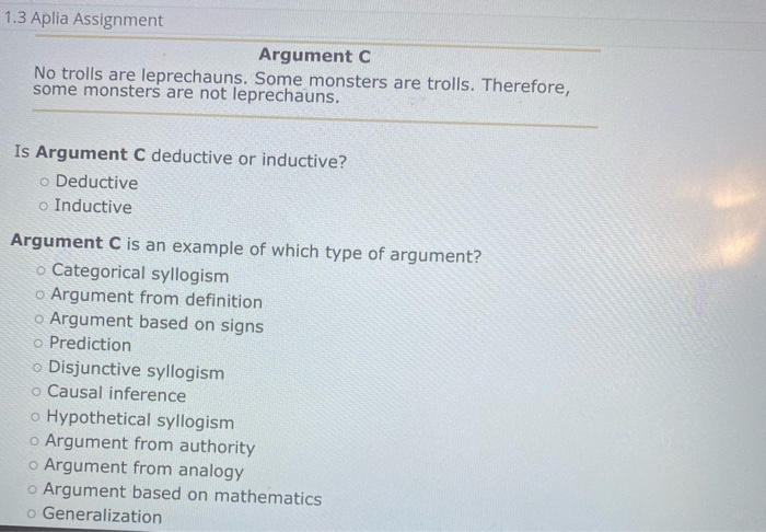 Solved Argument A Ryan will either pass his logic class, or | Chegg.com