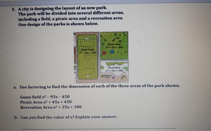 Solved 3. A city is designing the layout of aa new park. The | Chegg.com